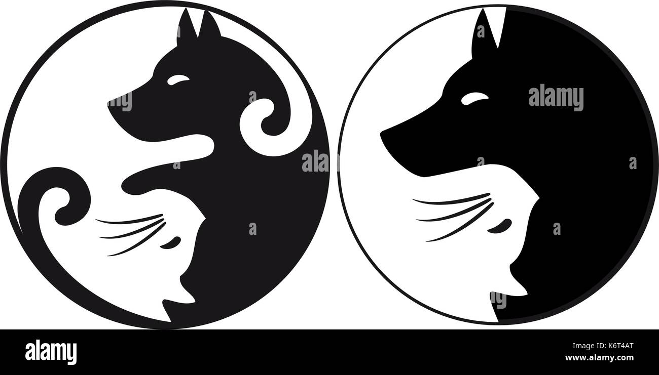 Le symbole Yin Yang avec chat et chien, conception de logo pour la ...
