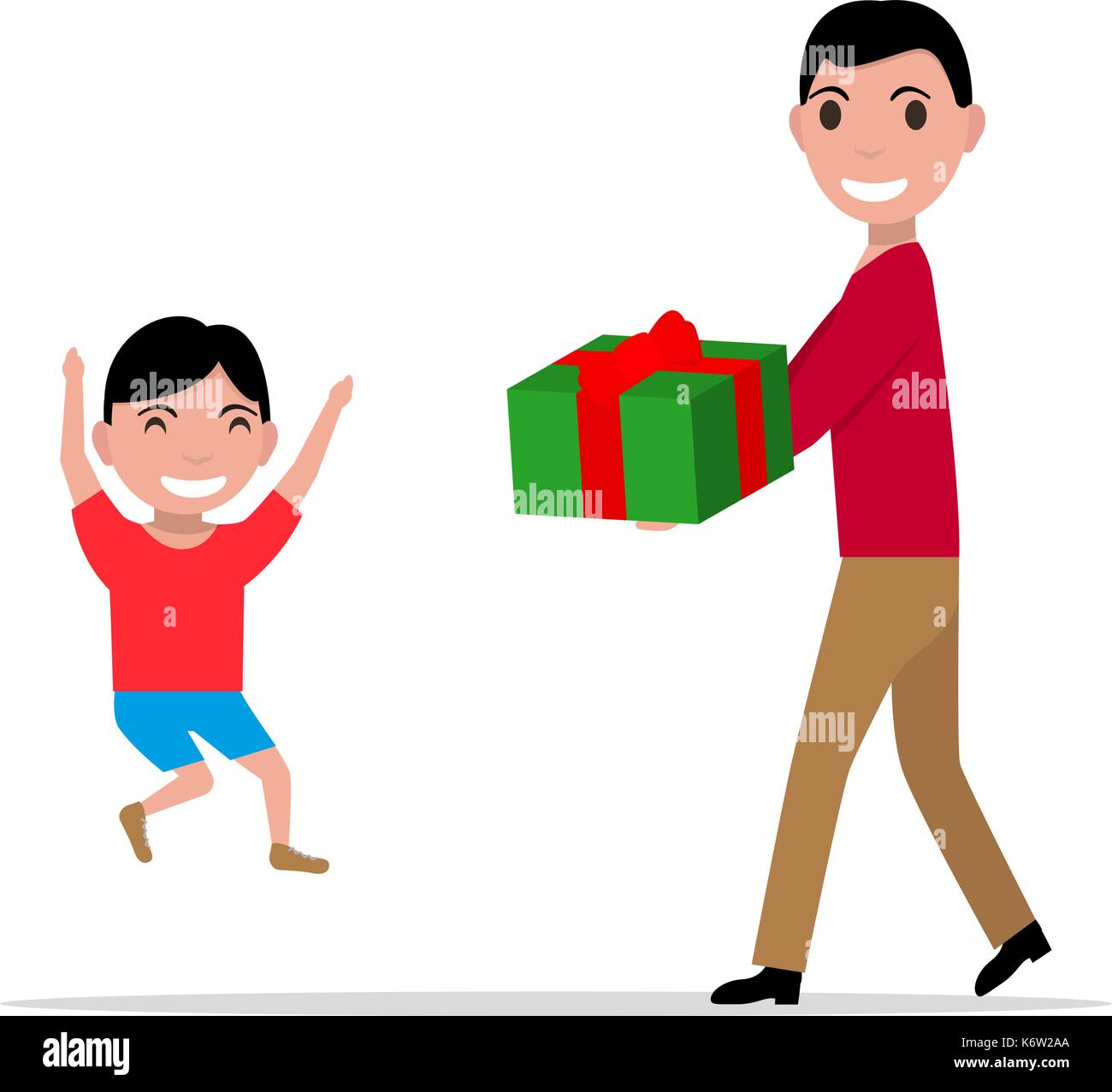 Boy give gift cartoon Banque d'images vectorielles - Alamy
