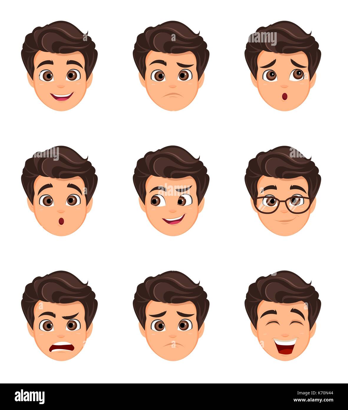 Les émotions des hommes. L'expression du visage. Personnage avec ... Les émotions des hommes. L'expression du visage. Personnage avec ...