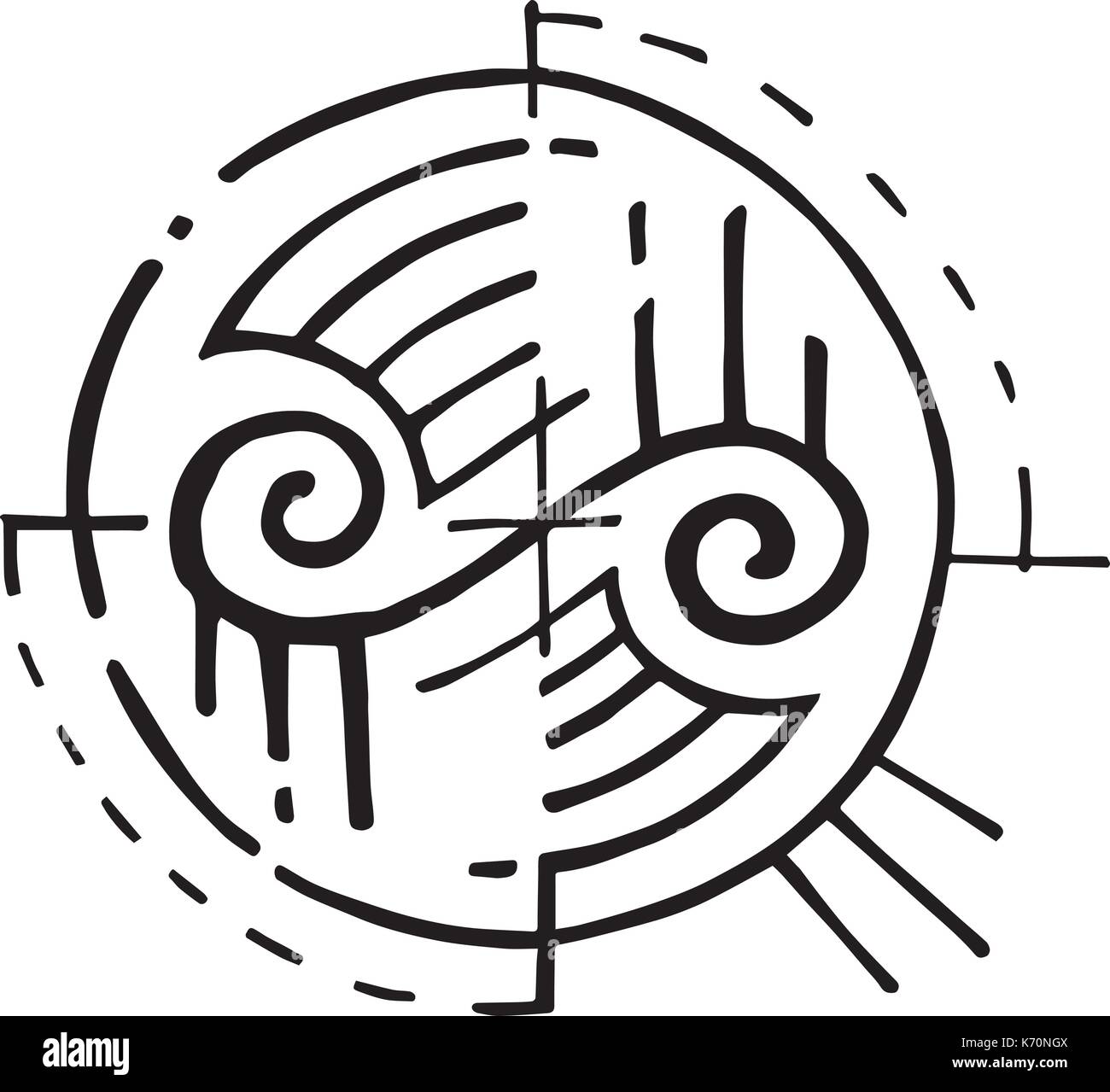 Hand drawn vector illustration ou dessin d'un logo ou symbole ...