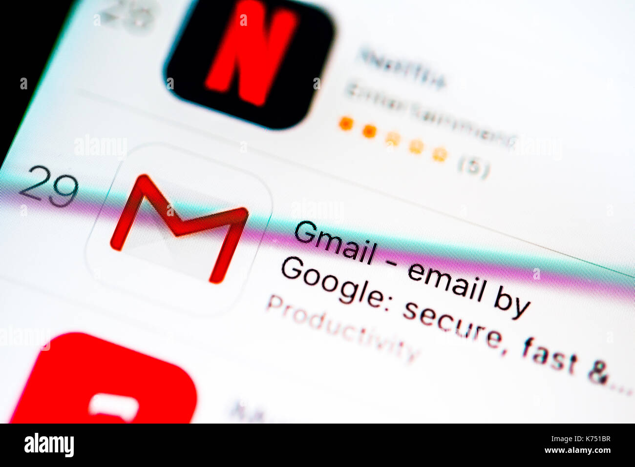 Google Mail, Gmail app sur l'app store d'apple, e-mail, icône de l ...
