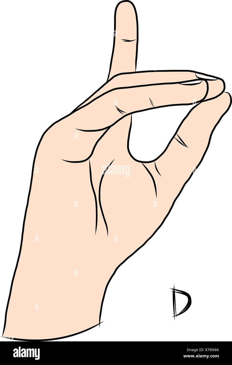 La langue des signes et l'alphabet, la lettre d Image Vectorielle Stock ...