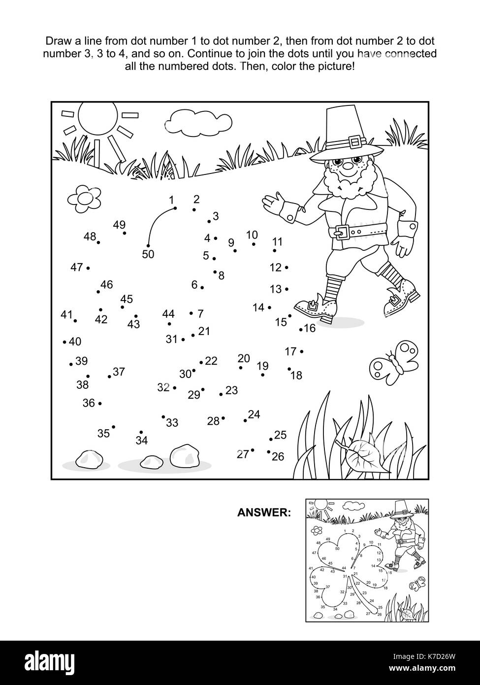 St. Patrick's day themed relier les points photo puzzle et coloriage ...