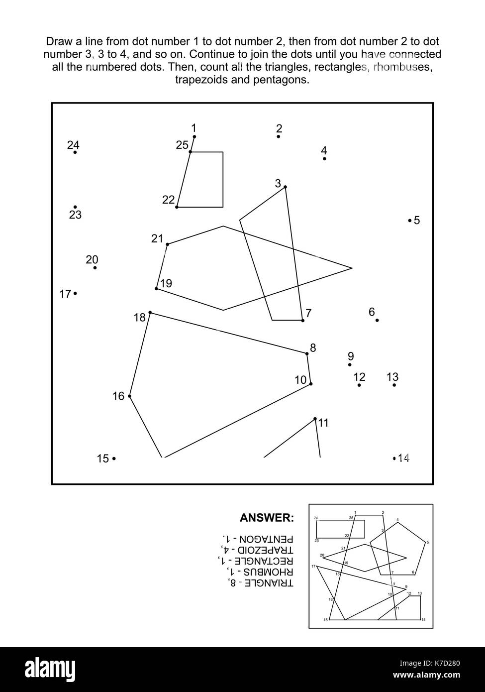 Relier les points mathématiques photo puzzle et jeu de compte : relie ...
