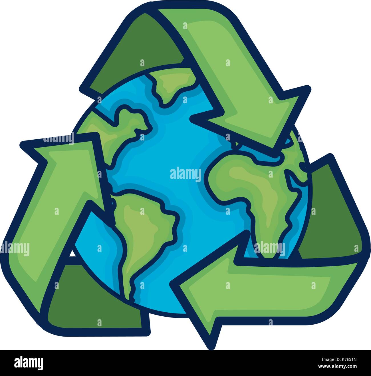 Planète Terre avec symbole recyclage design Image Vectorielle Stock - Alamy