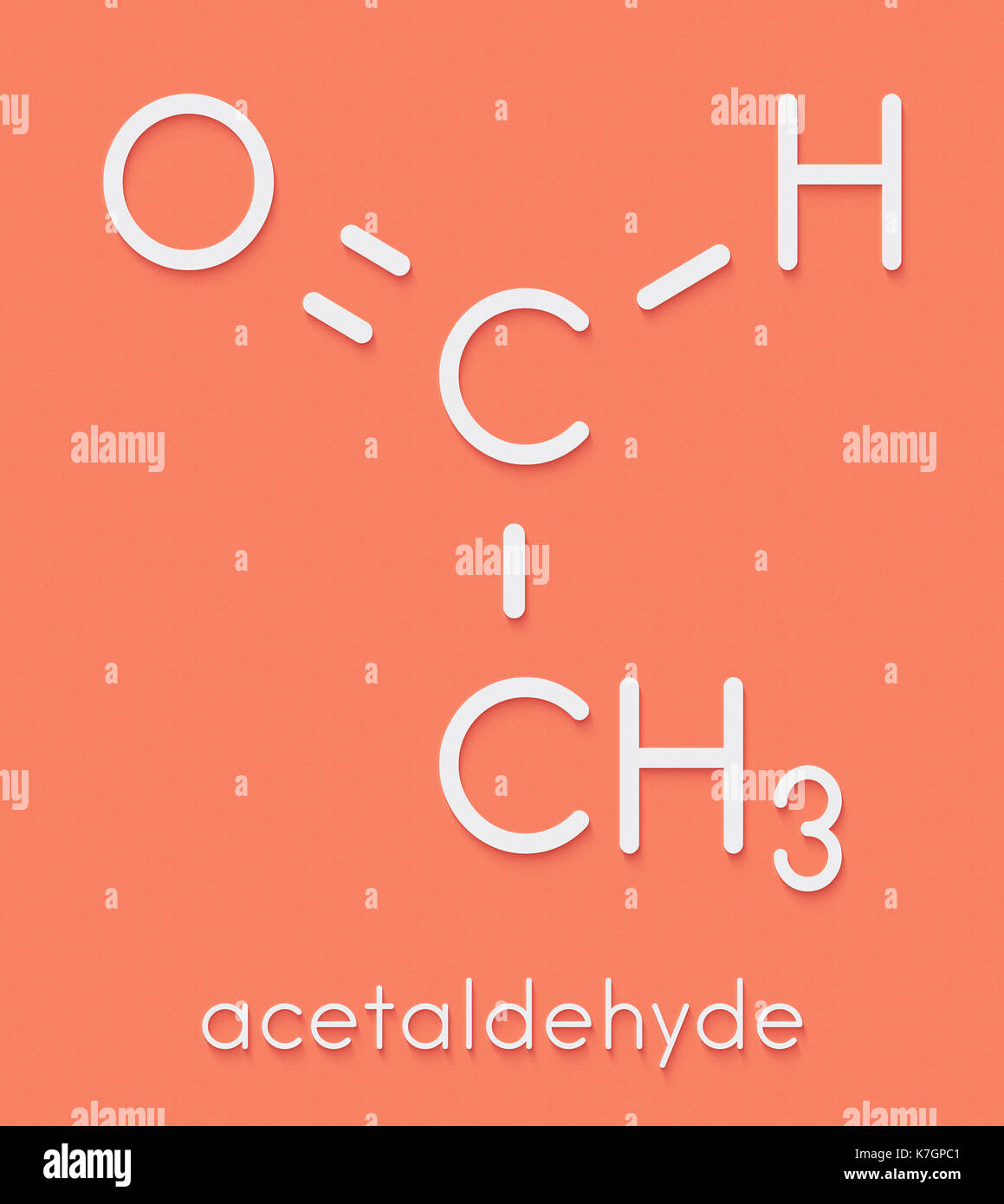 L'acétaldéhyde (éthanal) molécule, structure chimique. L'acétaldéhyde ...