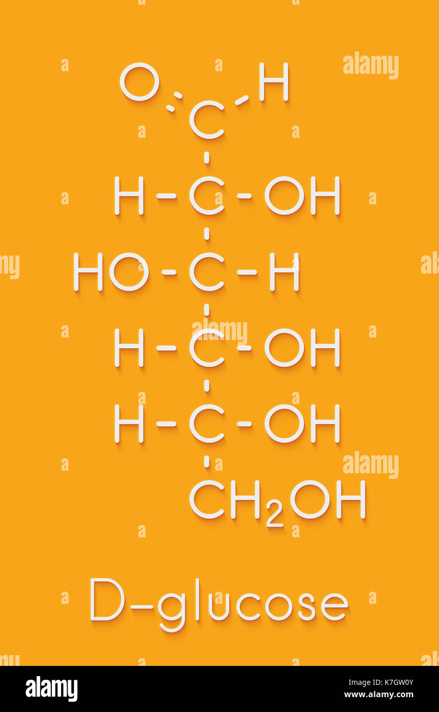 Glucose (D-glucose, dextrose) molécule de sucre de raisin. formule ...