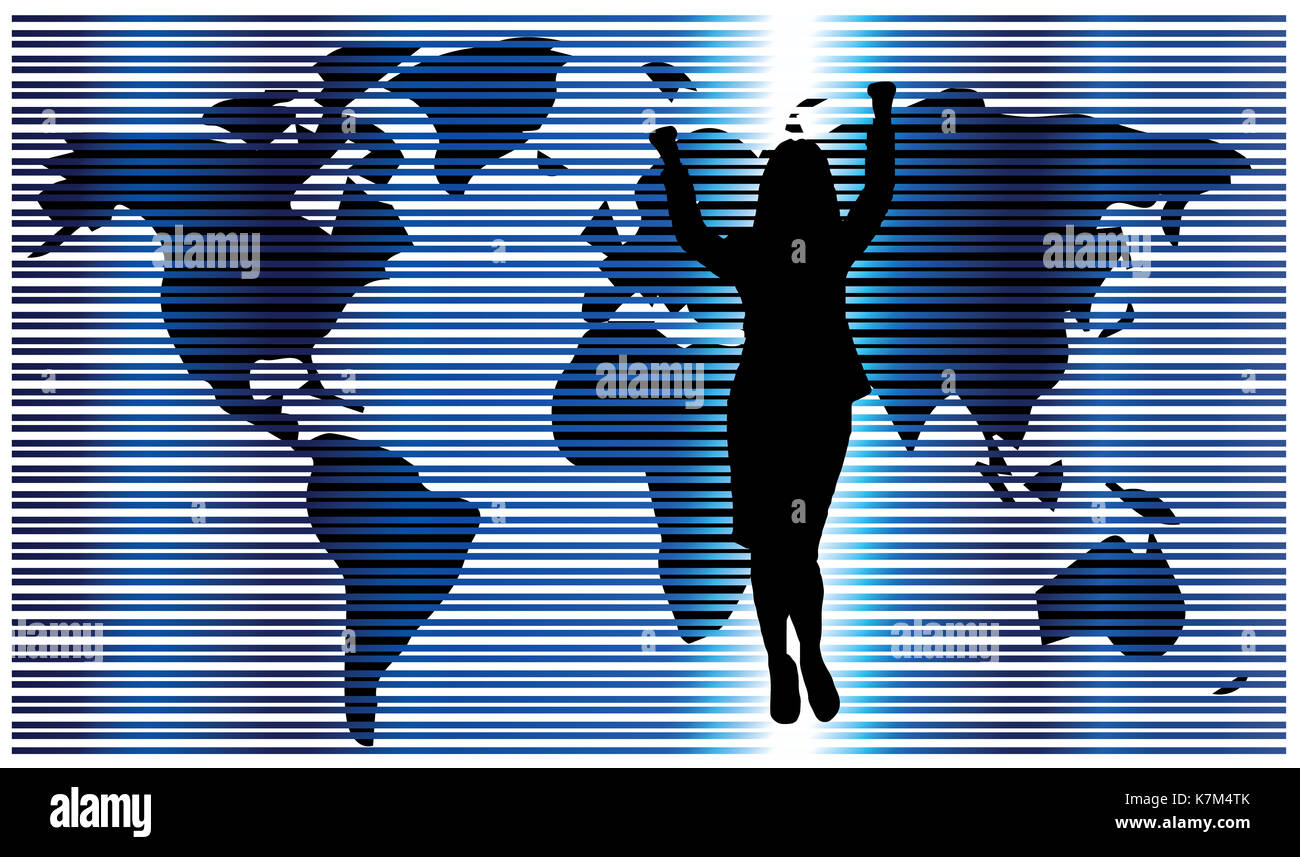 Succès et silhouette world map background belle bannière d'écran ...