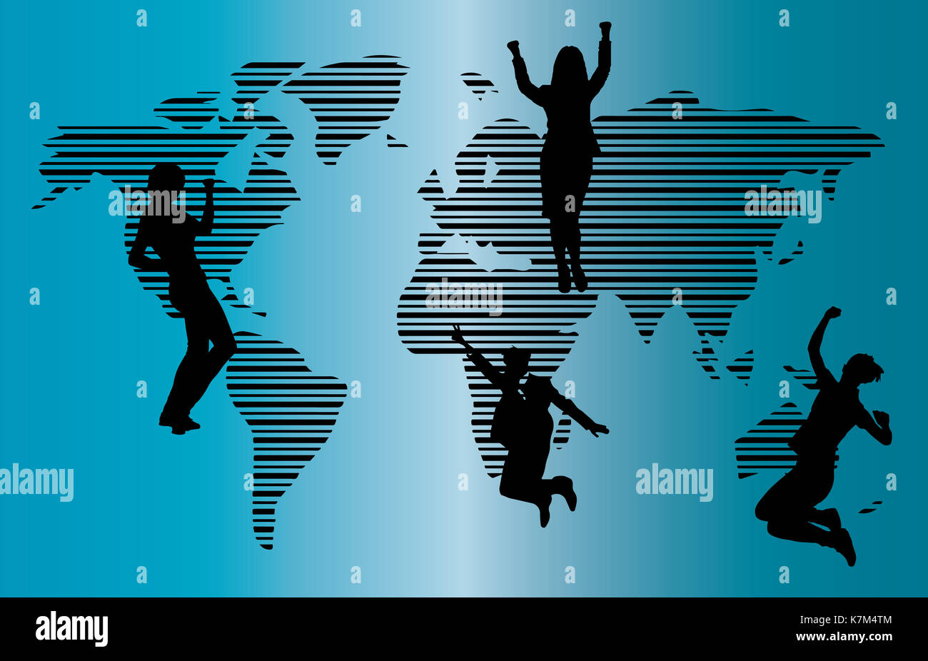 Succès et silhouette world map background belle bannière d'écran ...