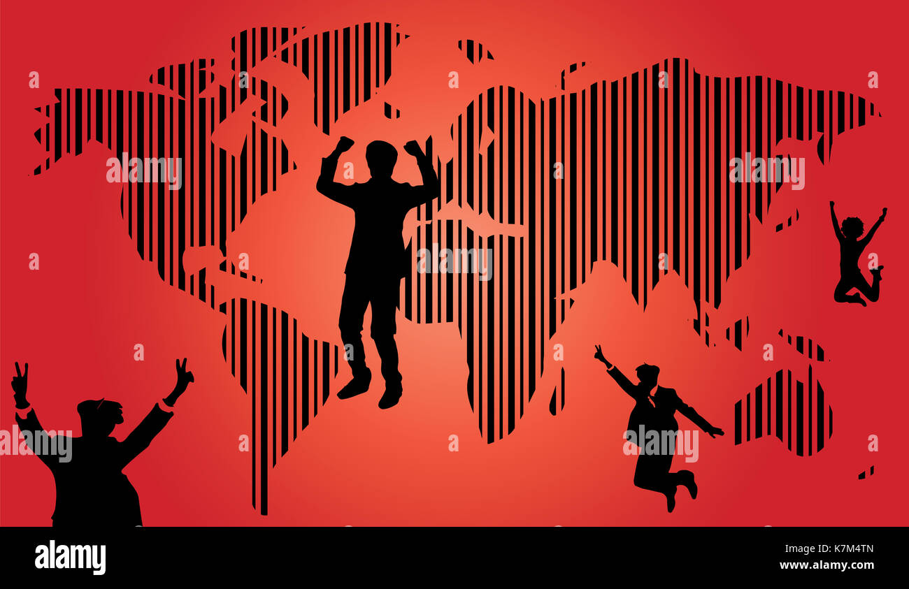 Succès et silhouette world map background belle bannière d'écran ...