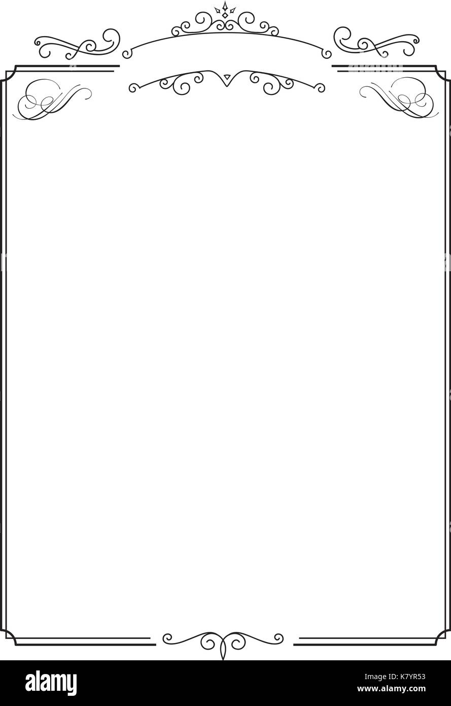 Format A4 - menu vertical Cafe élégant rétro ornement frontière et fond ...