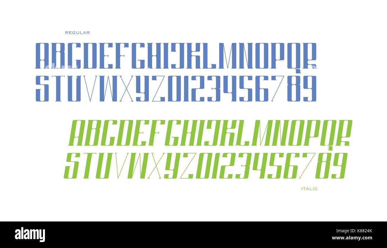 Style régulier et obliques lettres alphabet et chiffres. vector font ...