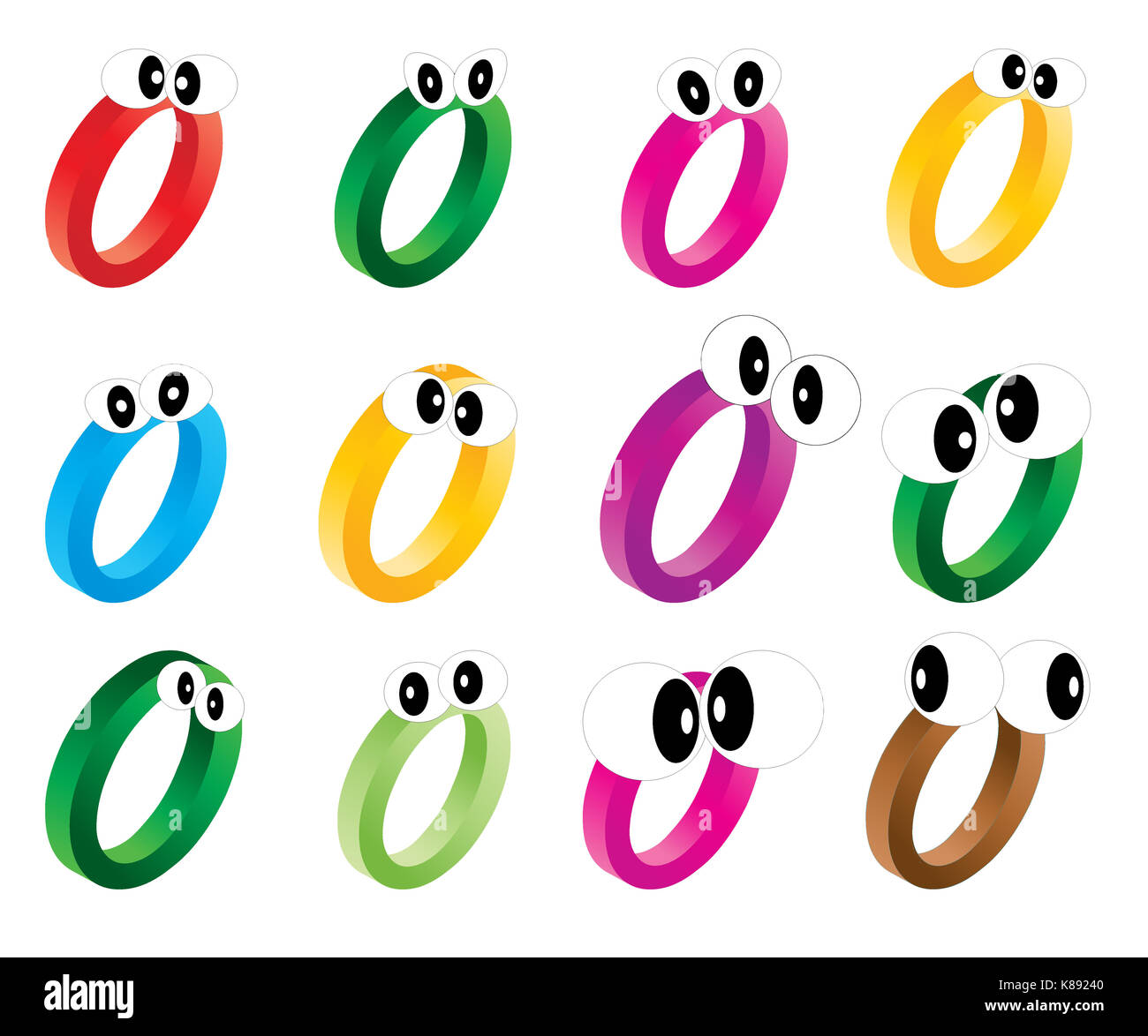 Image du chiffre zéro, nombre de dessins animés avec les yeux. C'est ...