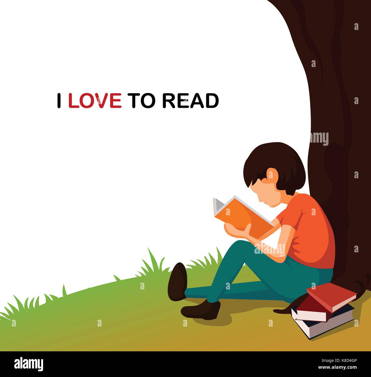 J'adore lire l'illustration. Cartoon young girl reading a book Image ...