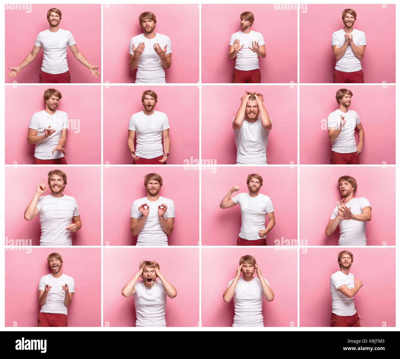 Le collage des différentes expressions du visage humain, les émotions ...