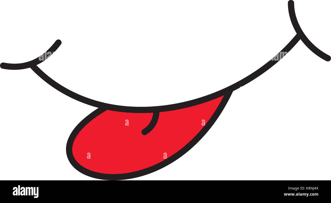 Cartoon sourire, bouche, avec la langue. silhouette vector illustration ...