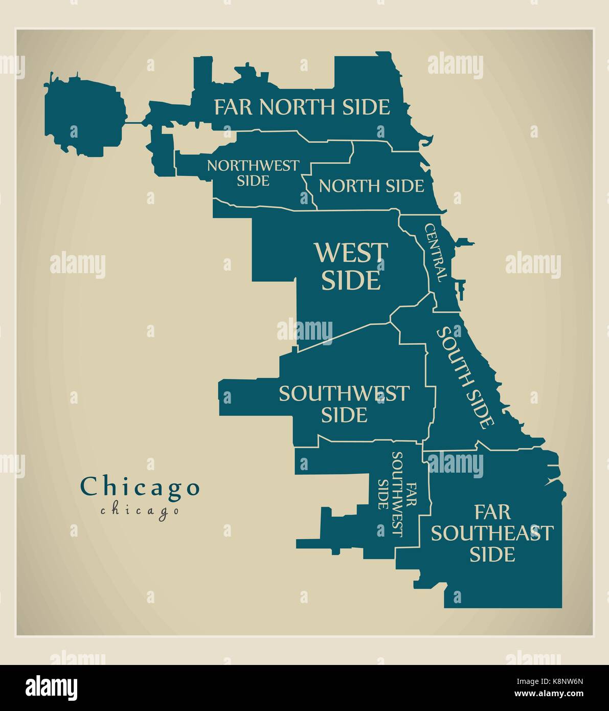 Carte Des Quartiers De Chicago Avec Les Rues Les Surnoms De Chicago à