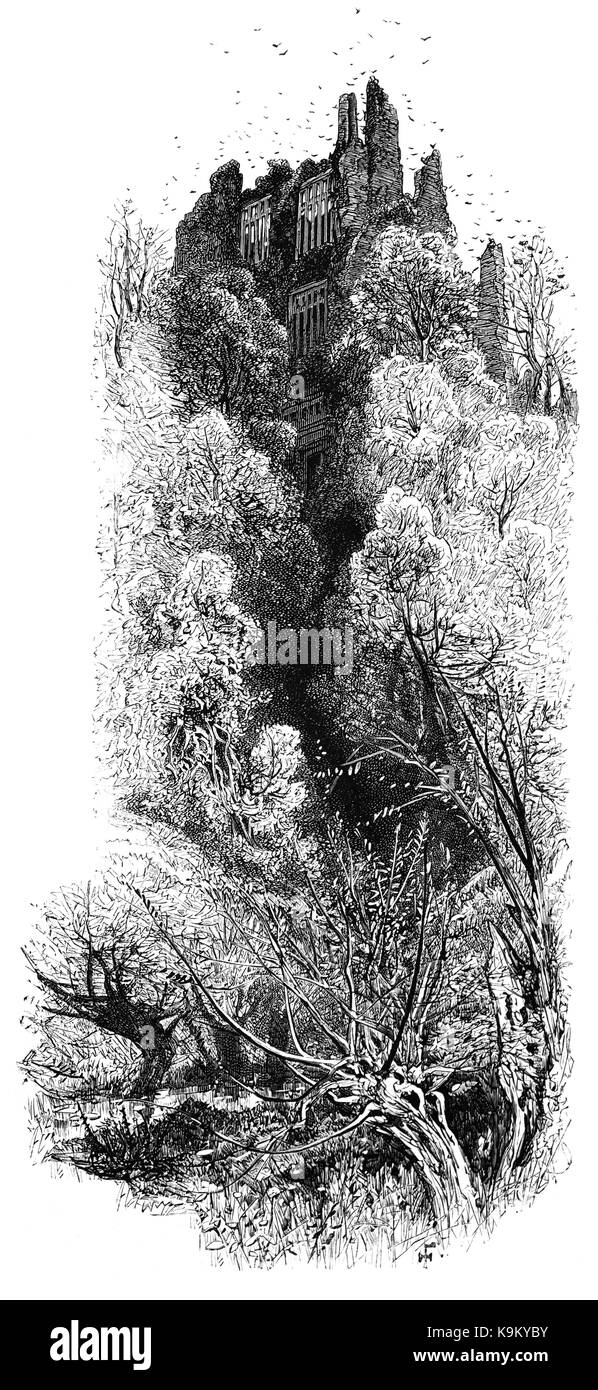 1870 : Berry Pomeroy château, un manoir Tudor dans les murs d'un ancien ...