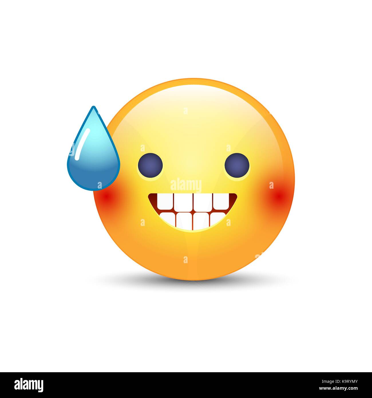 Smiling face vecteur avec la bouche ouverte et de sueurs froides ...