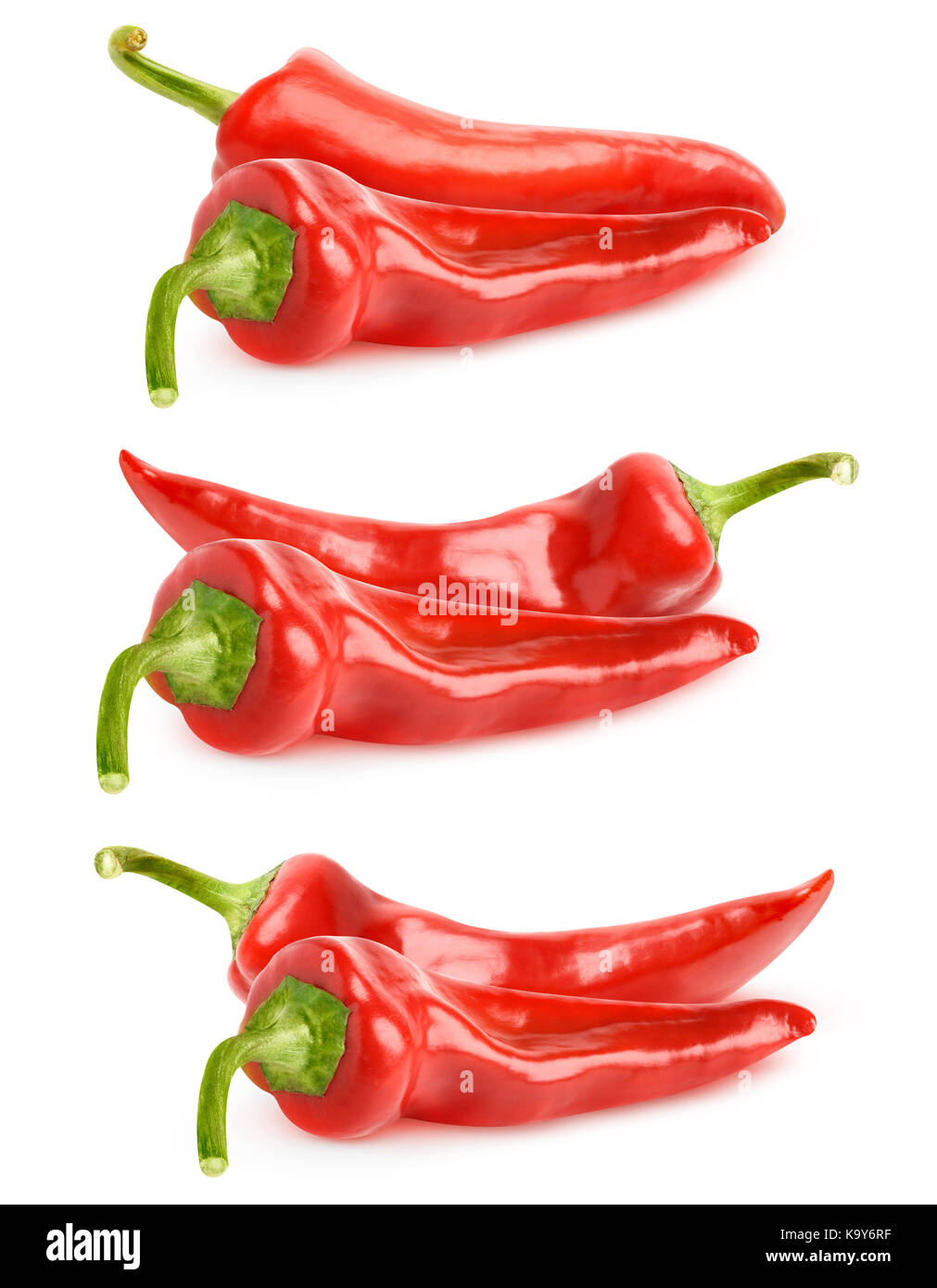 Poivrons isolés collection. paires de poivrons rouge isolé sur fond ...