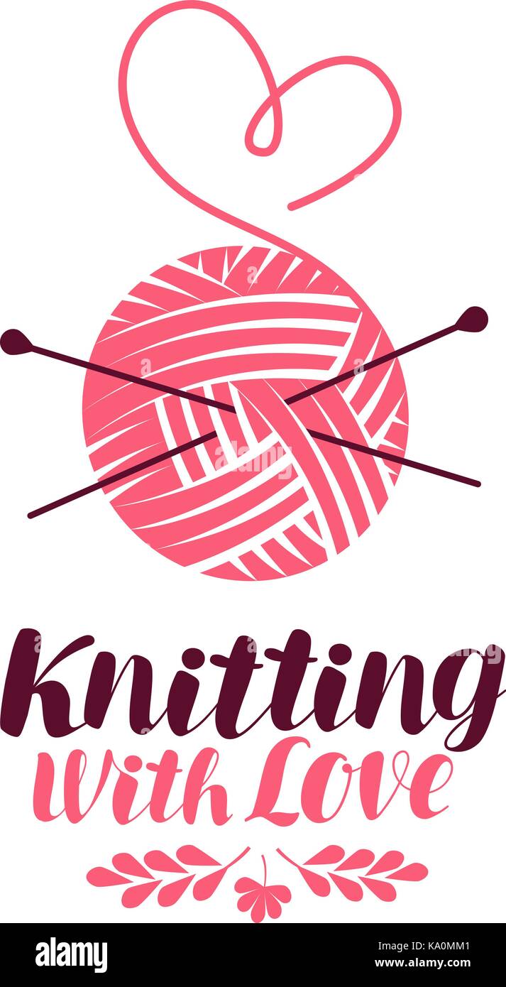 Le tricot logo ou symbole. pelote de laine avec des aiguilles, l'icône ...
