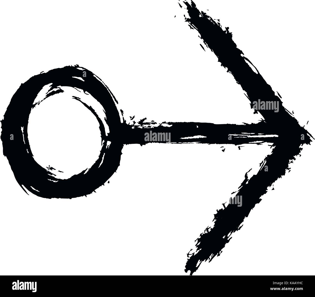 Signe de la flèche noire peinte par peindre pinceau. L'encre dessin ...