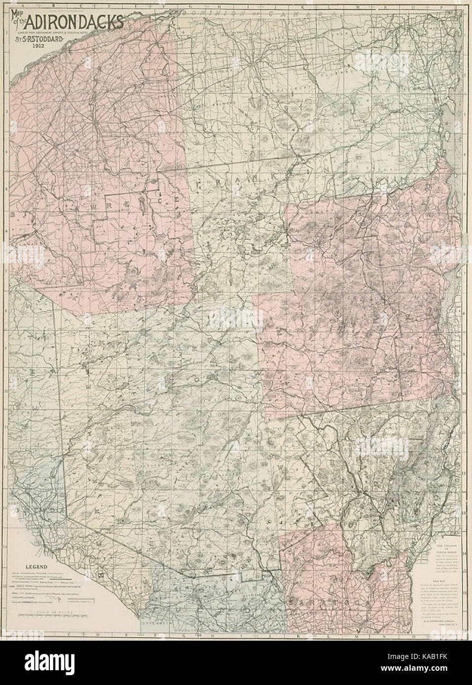 Vintage map of the adirondacks Banque de photographies et d’images à ...