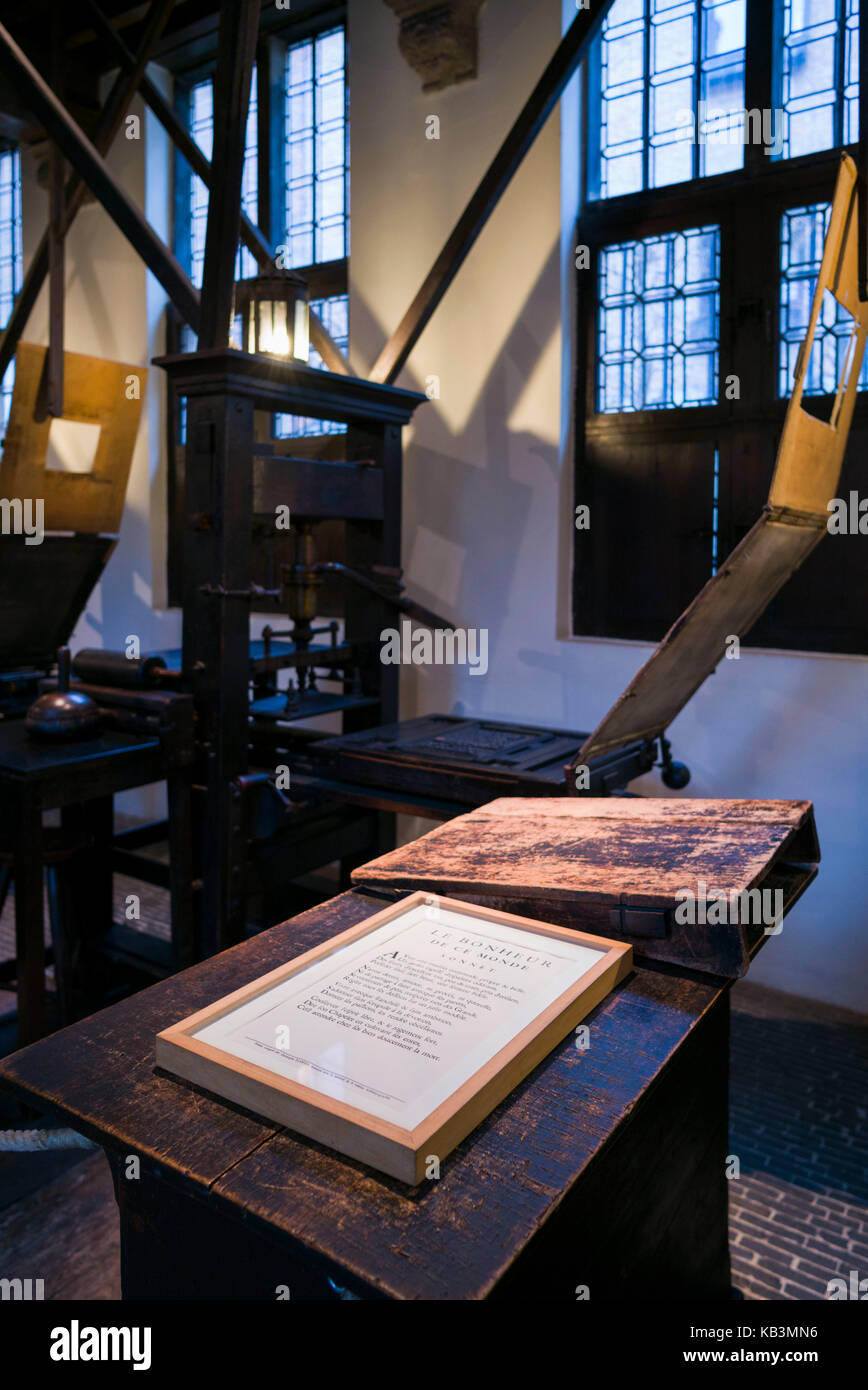 Belgique, Anvers, musée Plantin Moretus, au musée de la première ...
