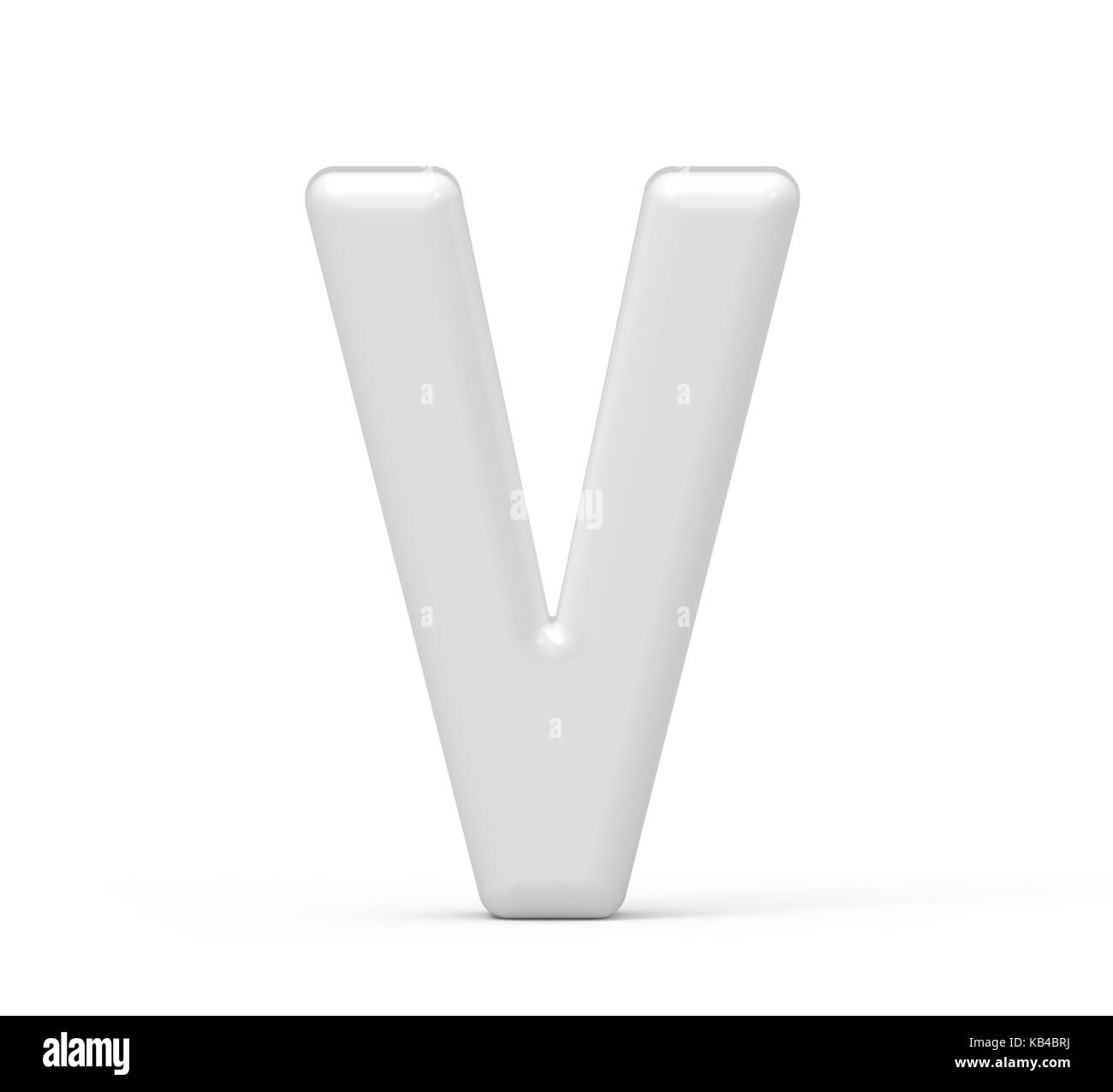 Pearl white lettre v, rendu 3D alphabet gonflé isolé sur fond blanc ...