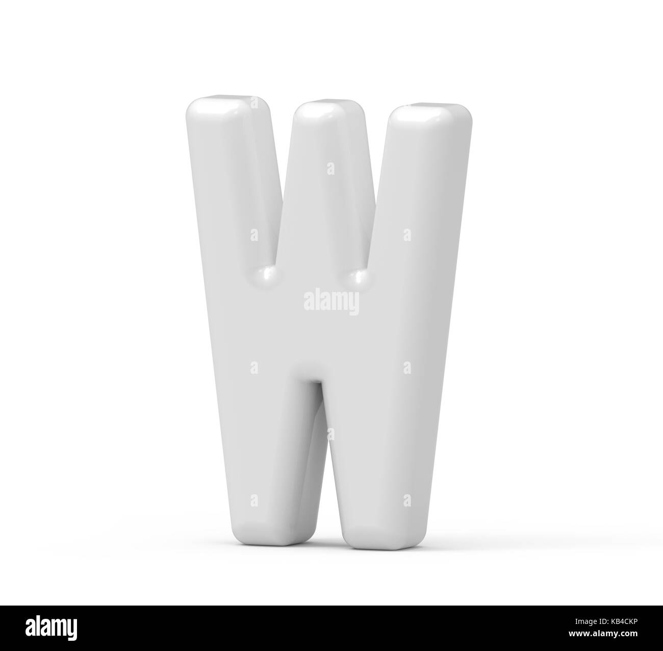 Pearl white lettre W, rendu 3D alphabet gonflé isolé sur fond blanc ...