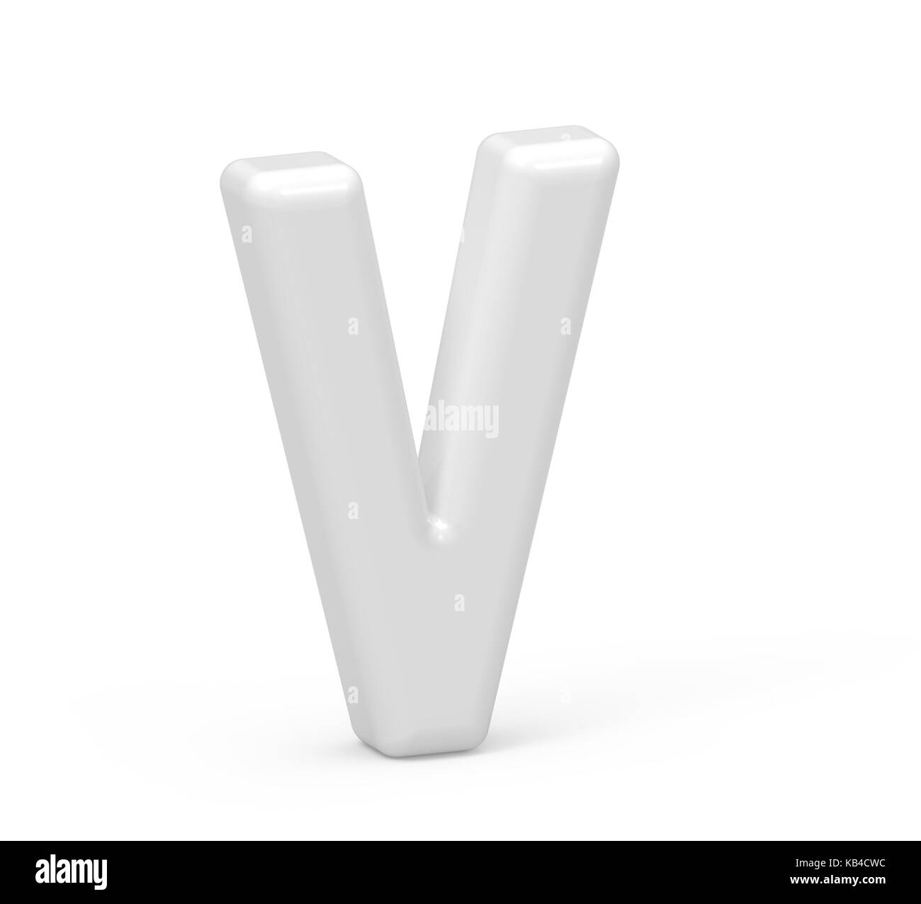 Pearl white lettre V, rendu 3D alphabet gonflé isolé sur fond blanc ...