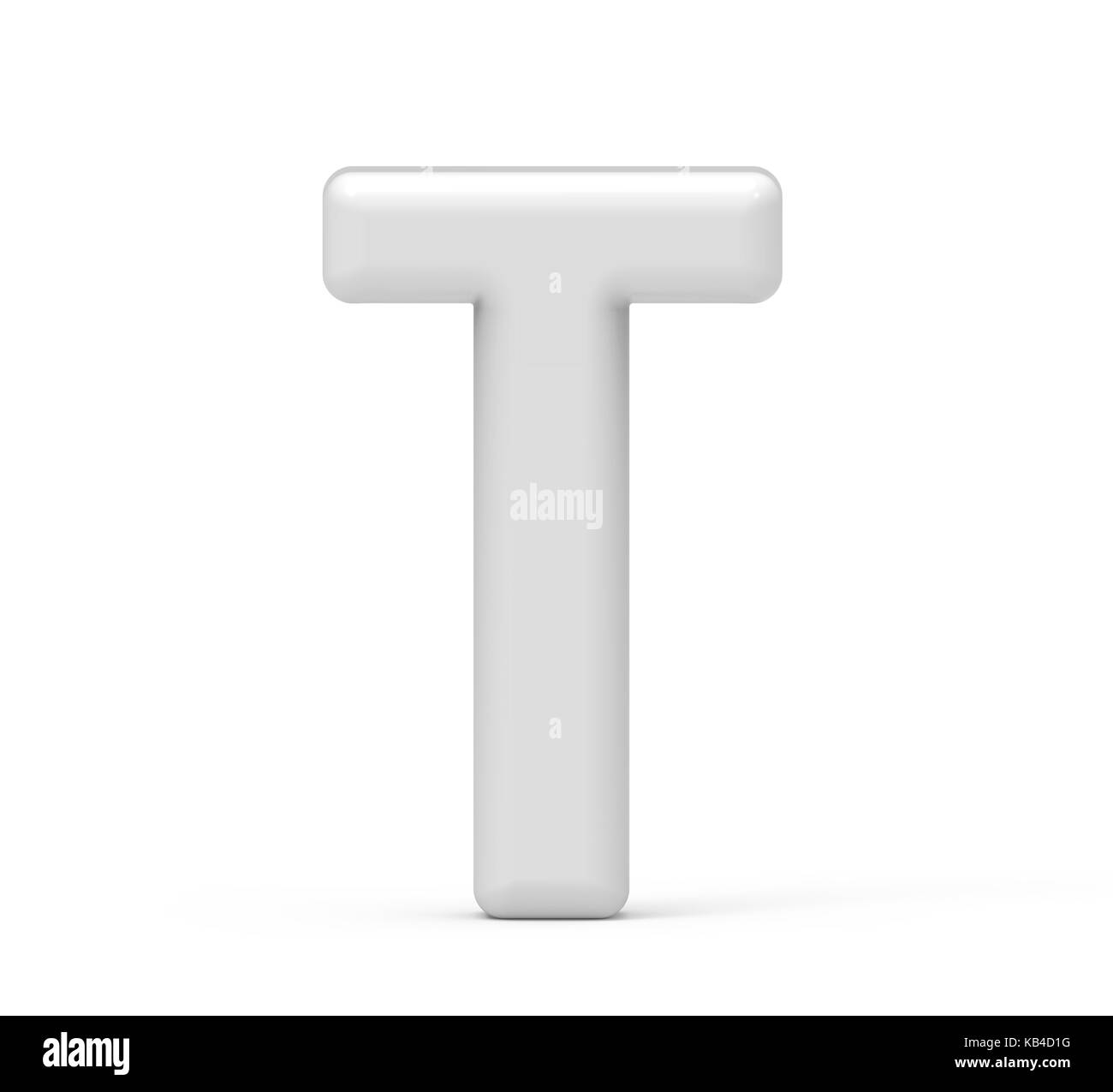 Pearl white lettre t, rendu 3D alphabet gonflé isolé sur fond blanc ...