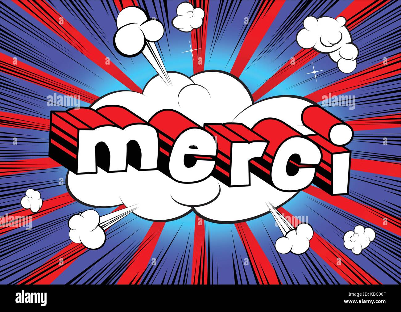 Merci - Merci en français - comic book style word sur fond abstrait ...