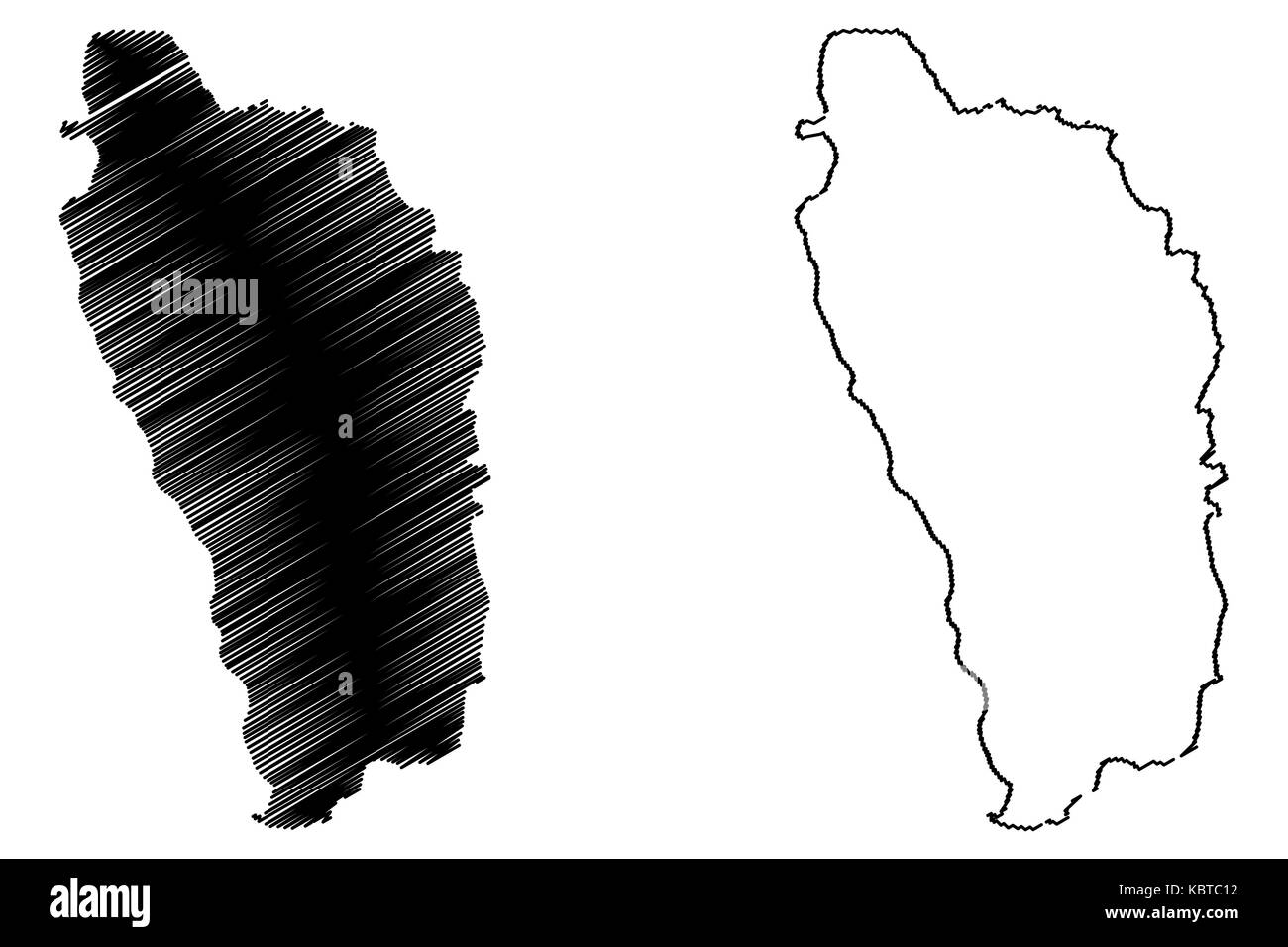 Dominique map vector illustration, croquis Gribouillage à l'île de la ...