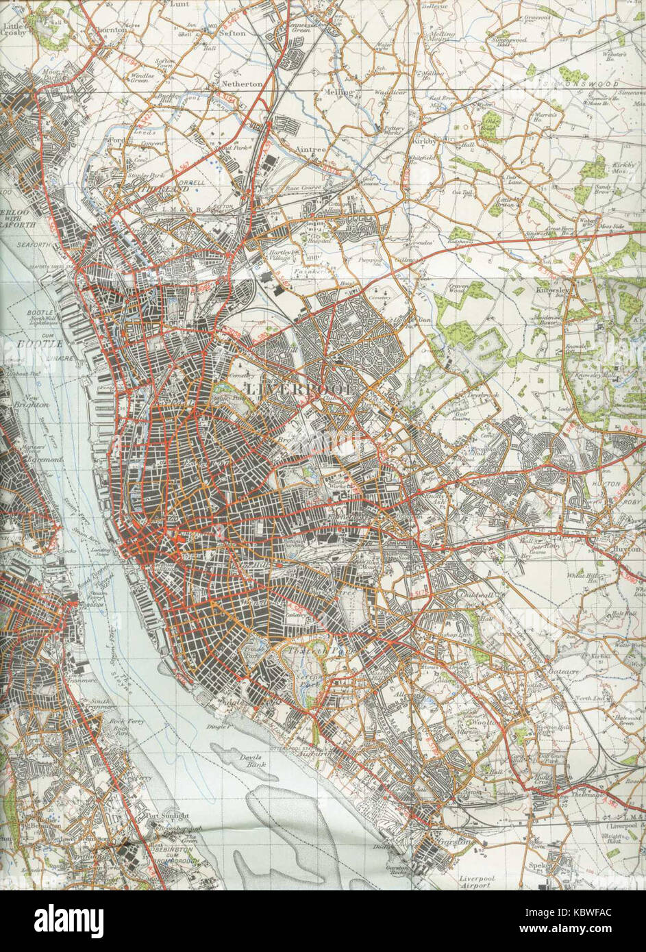 La carte de 1947 de Liverpool présente un plan géographique détaillé de ...