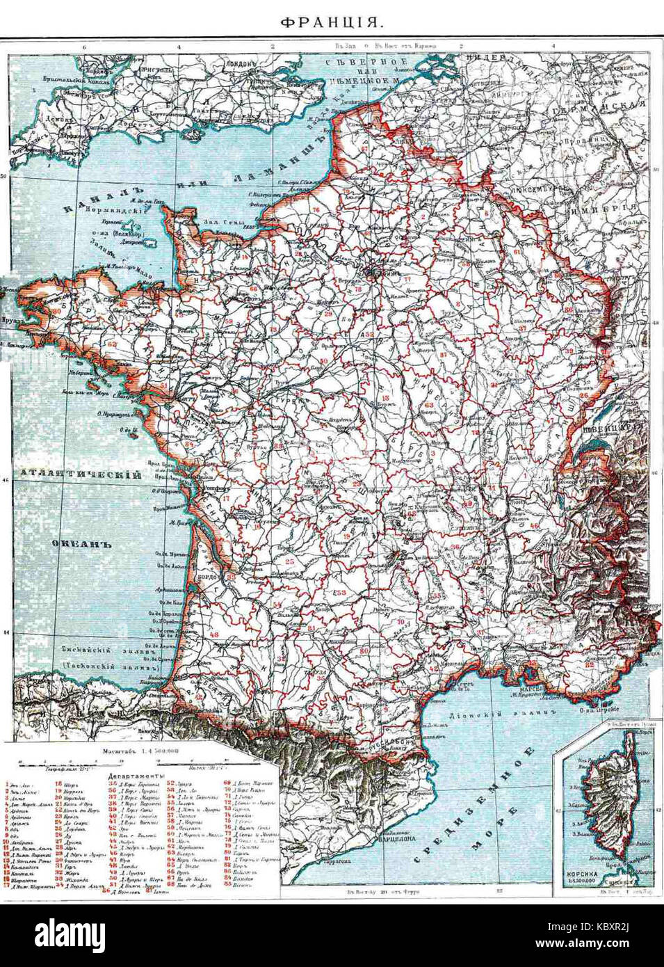 France carte 1900 Photo Stock - Alamy