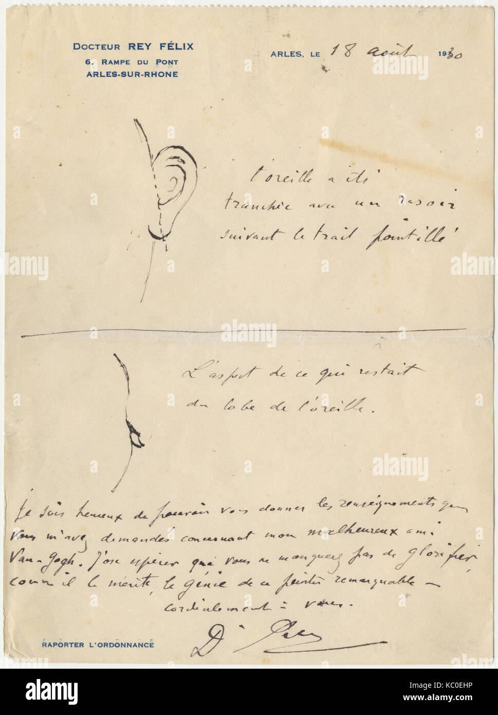 Dessin de la mutilation de Vincent van Gogh's ear Photo Stock - Alamy