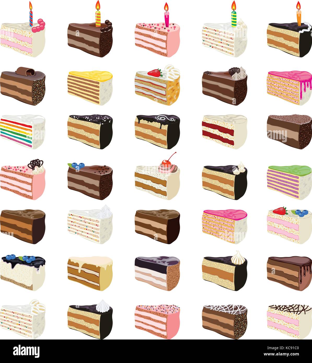 Happy birthday cake pieces Banque d'images vectorielles - Alamy