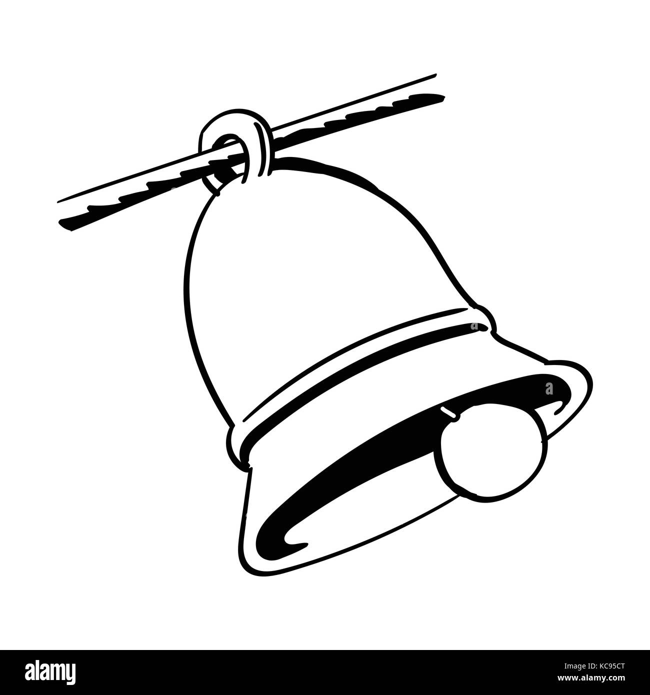 Dessin à la main d'un clocher isolé sur fond blanc. noir et blanc ...