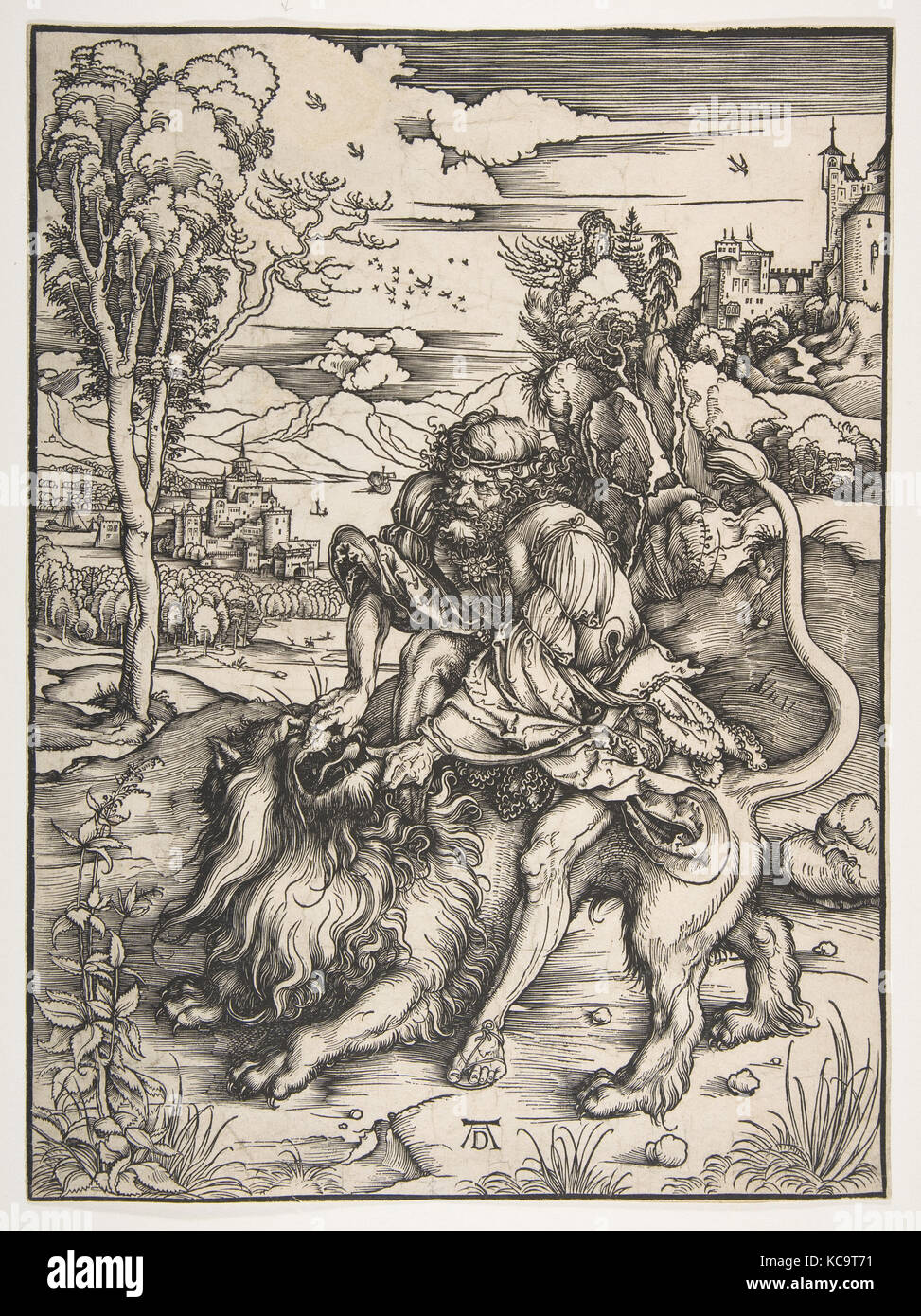 Samson le lion déchirant, Albrecht Dürer, ca. 1497-98 Photo Stock - Alamy