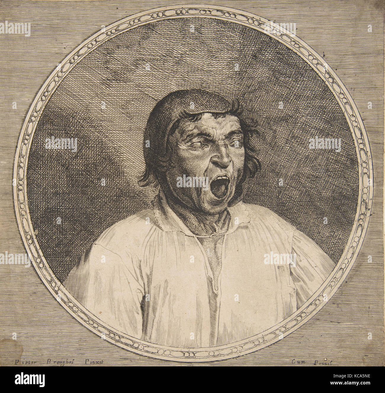 Un paysan de bâiller, gravure, feuille : 7 11/16 x 8 1/16 in. (19,5 x ...