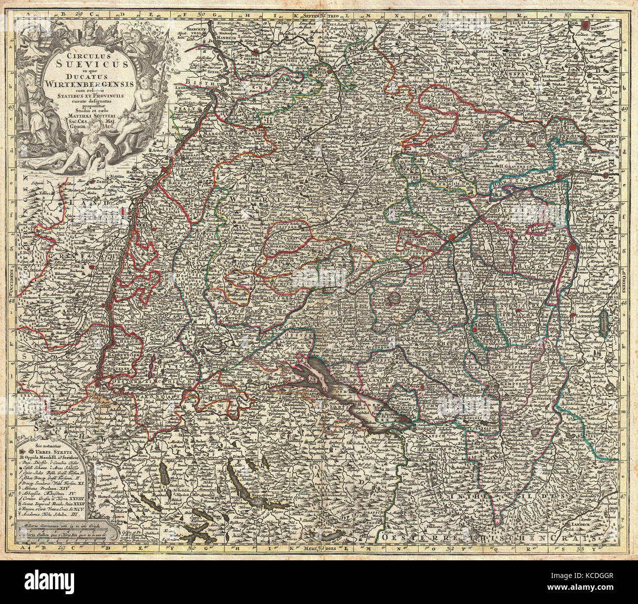Carte de la souabe et du wirtenberg Banque de photographies et d’images ...