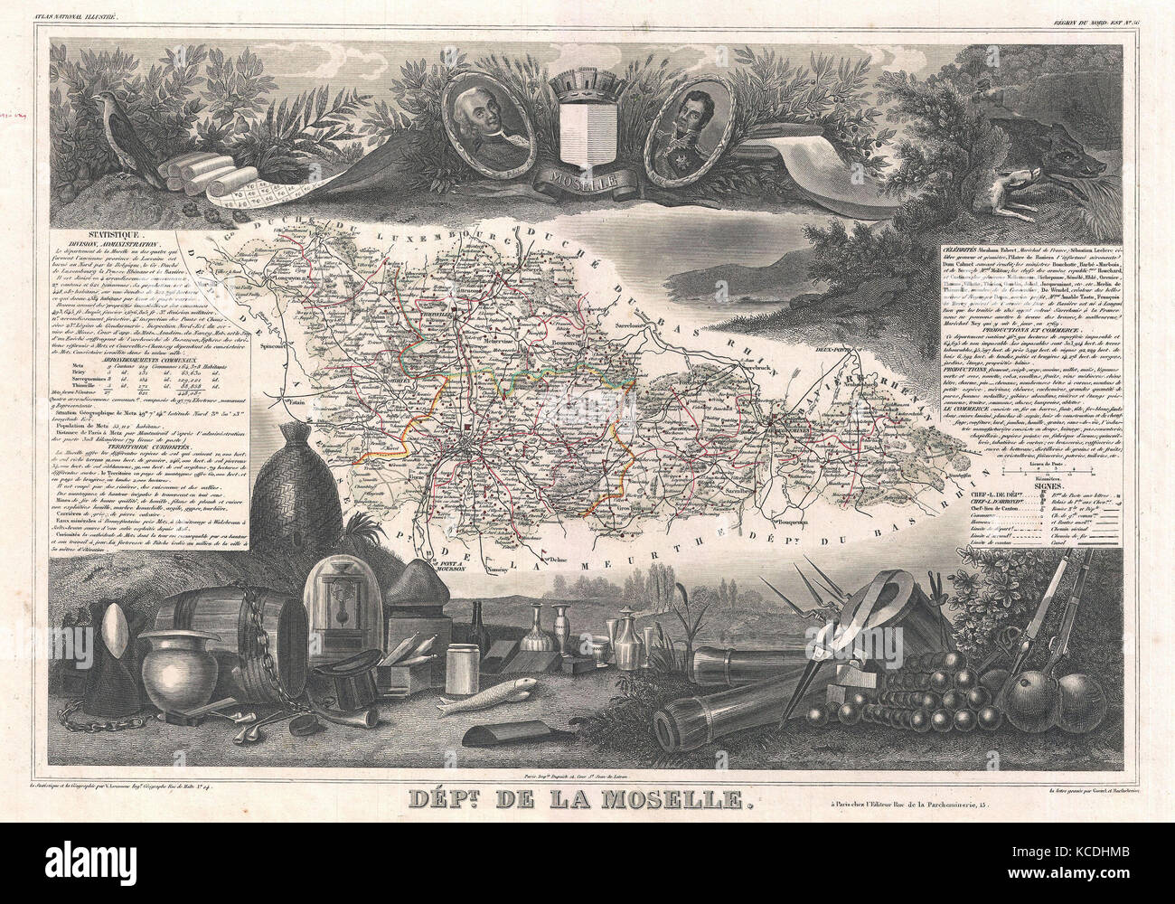 Carte levasseur du departement de la moselle Banque de photographies et ...