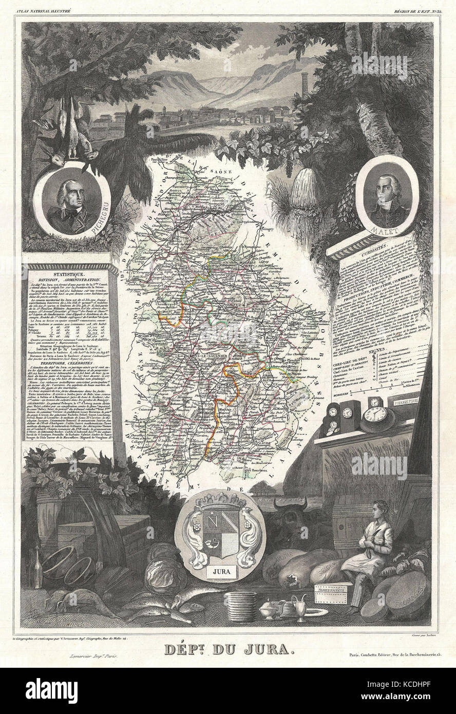 Carte levasseur du departement du jura Banque de photographies et d ...