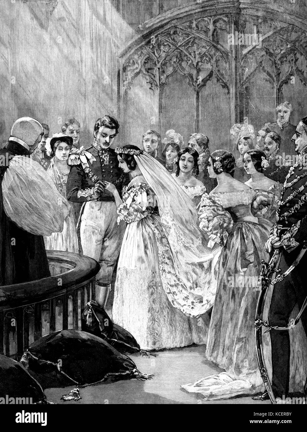 Gravure représentant le mariage de la reine Victoria (1819-1901) et ... Gravure représentant le mariage de la reine Victoria (1819-1901) et ...
