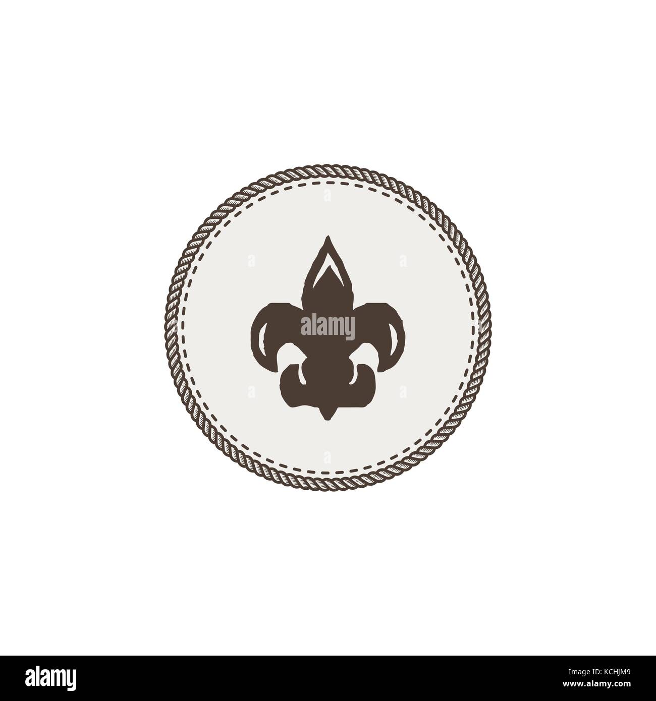 Symbole du Scoutisme de l'aventure de plein air. L'icône rétro. camping ...