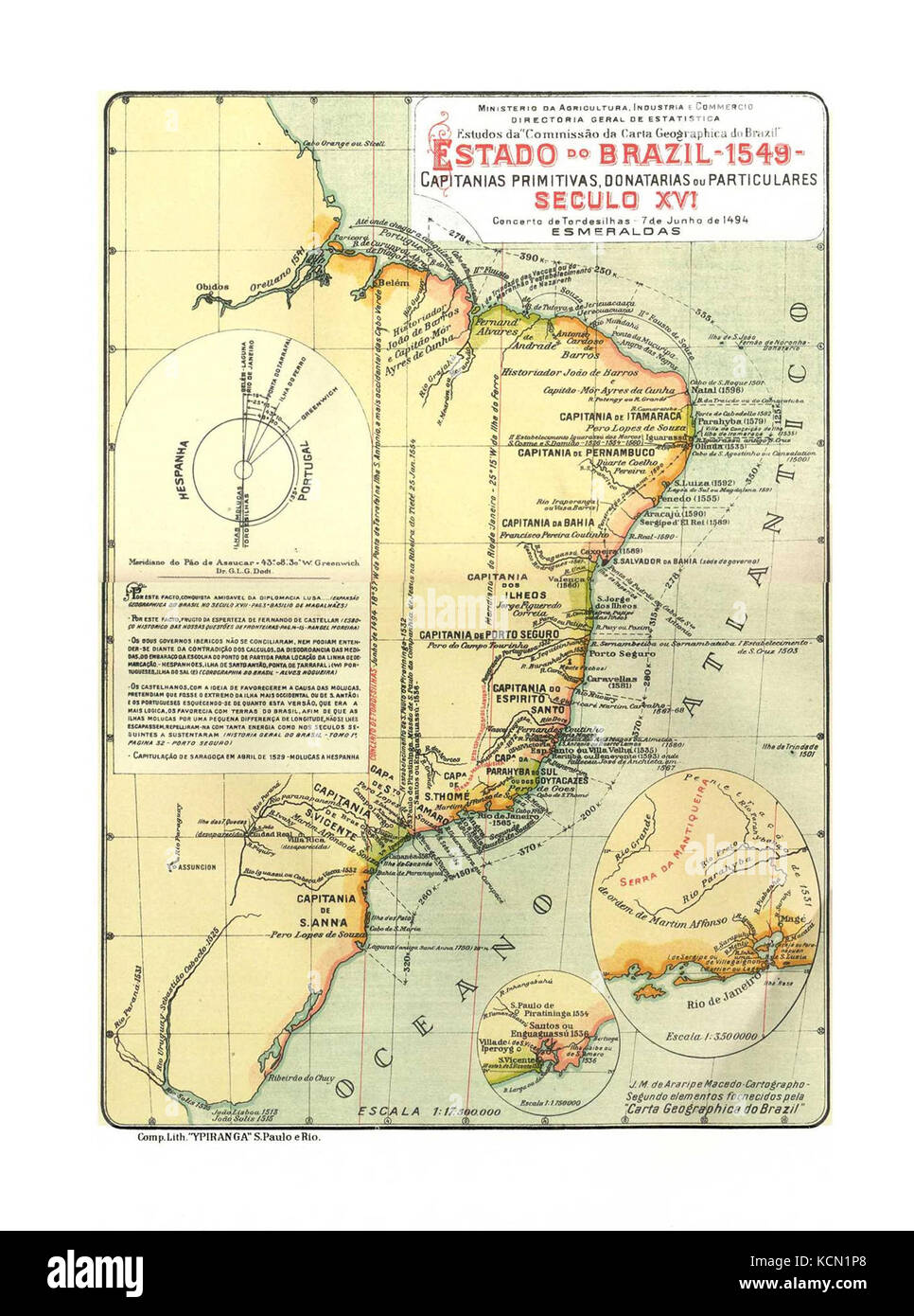 Old map of brazil Banque d'images détourées - Alamy