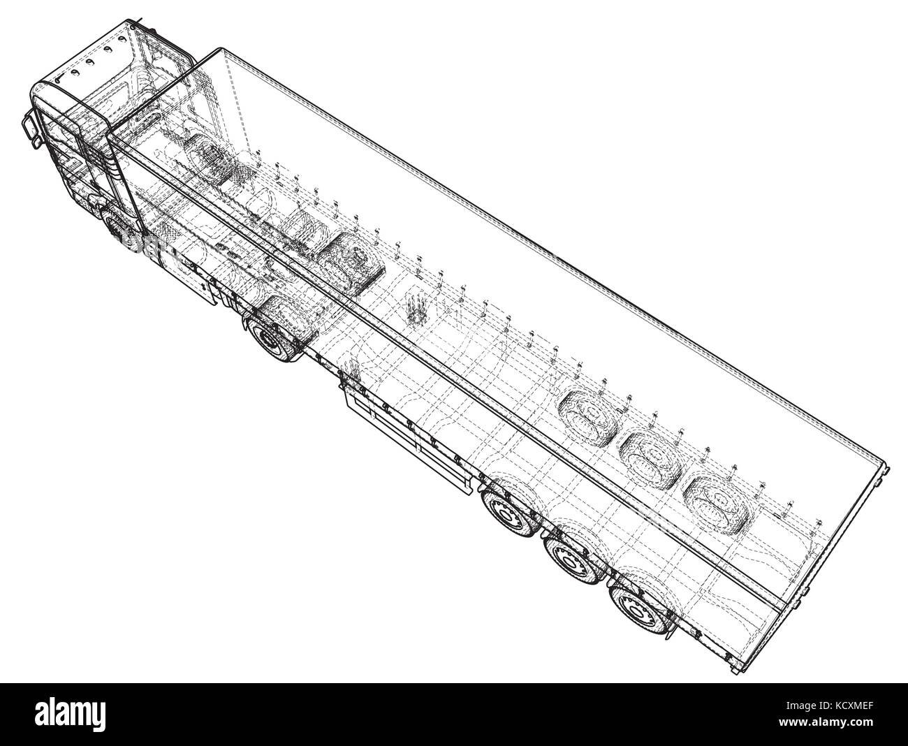Camion semi remorque vue de dessus Banque d'images détourées - Alamy