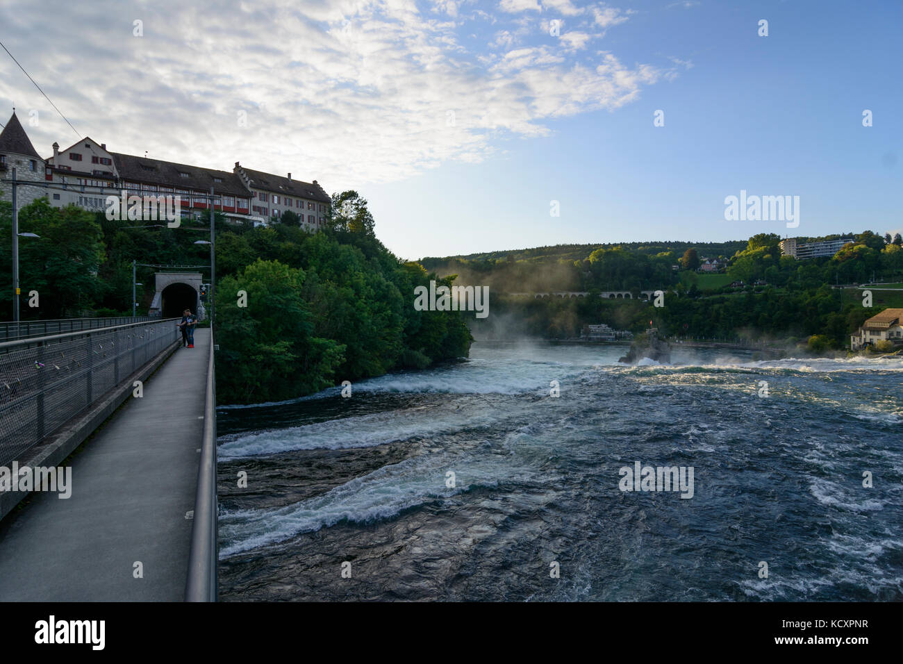 Rheinfall (chutes du Rhin) cascade, château Schloss Laufen, Stein am ...