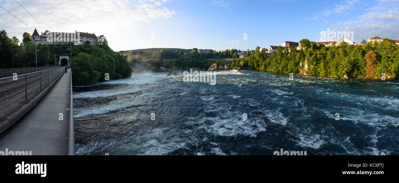 Rheinfall (chutes du Rhin) cascade, château Schloss Laufen, Stein am ...